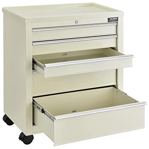 Global Industrial Medical Bedside Cart, 5-Drawer, Key Lock, Beige, 24-1/2"L x 13-1/4"W x 29"H