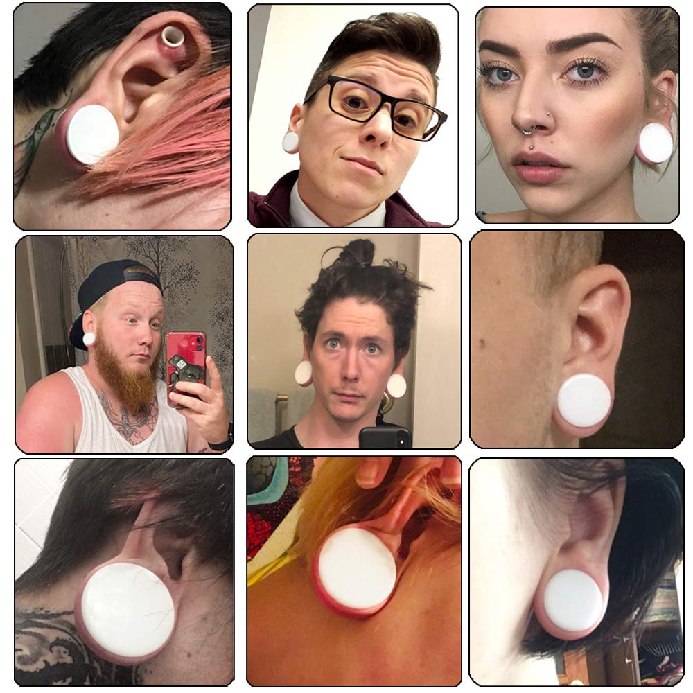 CHUANCI 3-50mm Acrylic Solid Ear plug White&Black Earing Large Big Tunnel Size Stretcher Saddle Flesh Tunnel Expander (One Pair Black,1.1''(28mm))