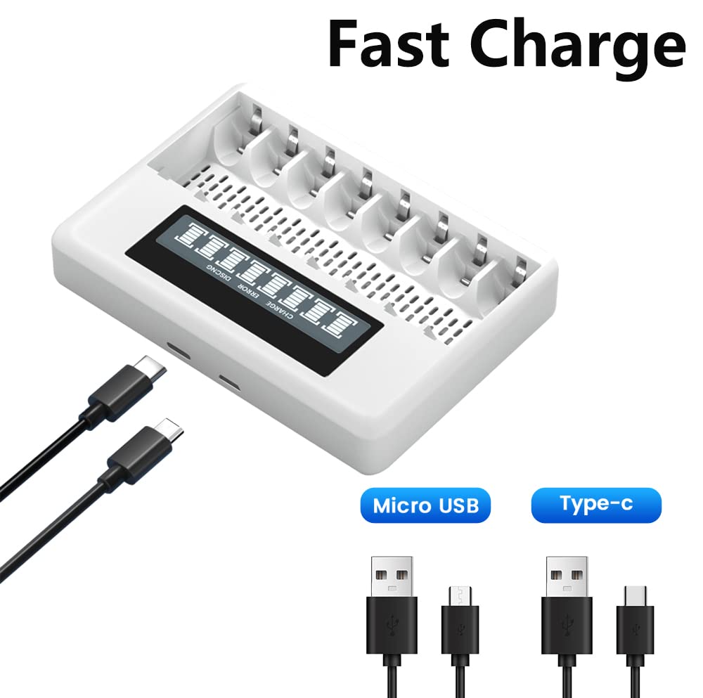 CITYORK 1.5V Rechargeable Lithium Battery with Charger, 4 Pack 1.5V AA 3000mWh and AAA 1200mWh Rechargeable Lithium Battery, LCD Display Quick Independent Battery Charger