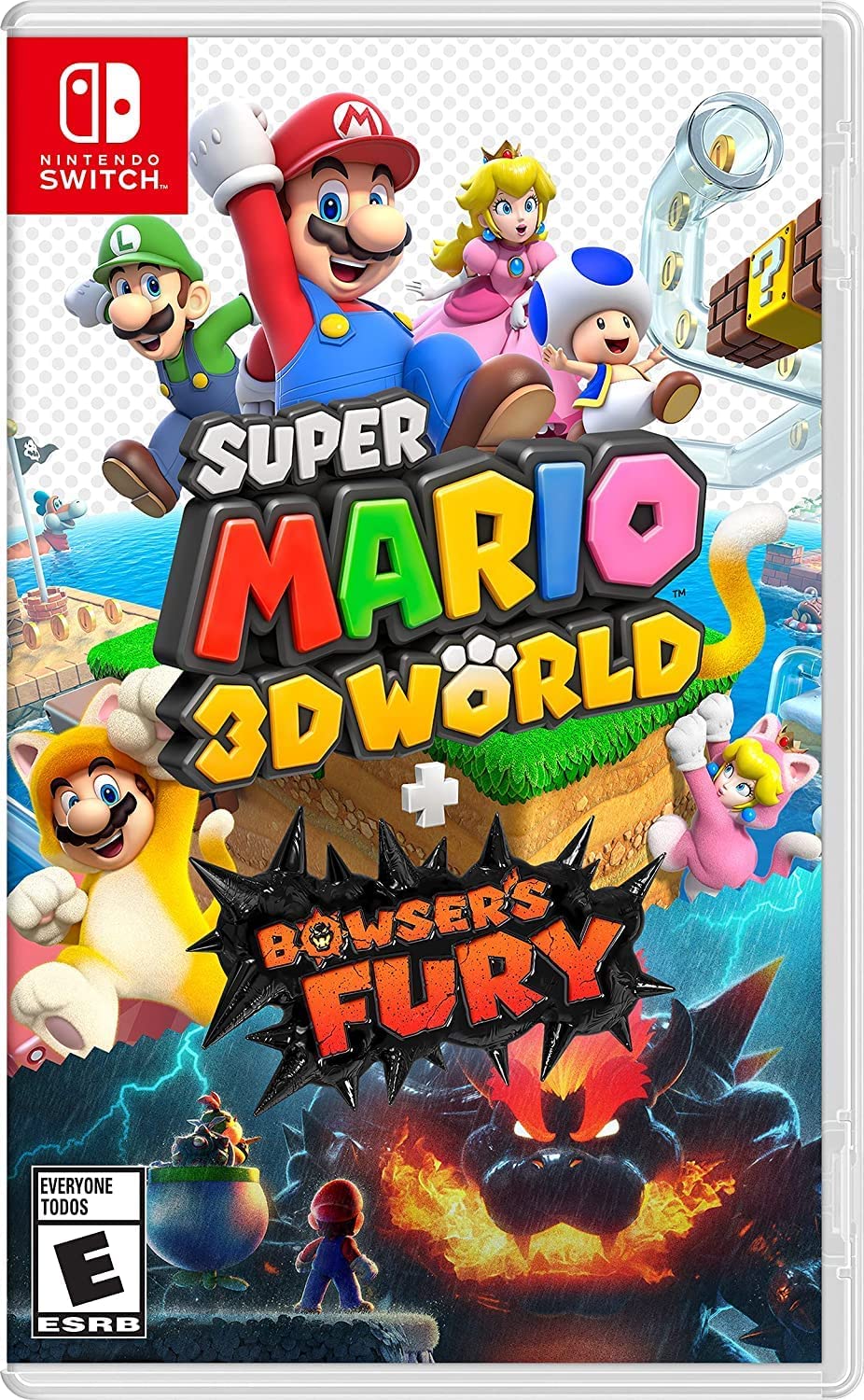 NEW Switch Deluxe Holiday Game Bundle: Nintendo Switch with Neon Blue and Neon Red - 6.2" Touchscreen LCD Display + Super Mario 3D World + Bowser's Fury and T.F. Card