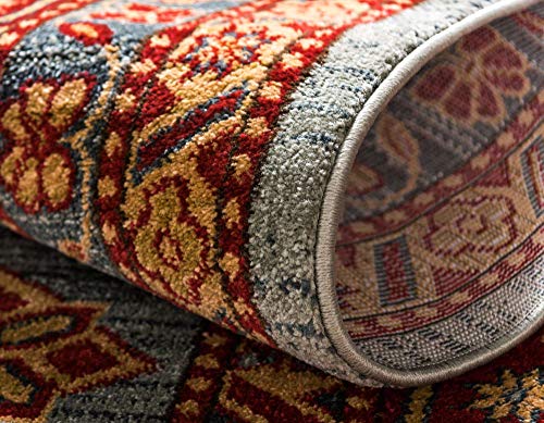 Unique Loom Sahand Collection Area Rug - Shapur (8' Round, Light Blue/ Light Brown)