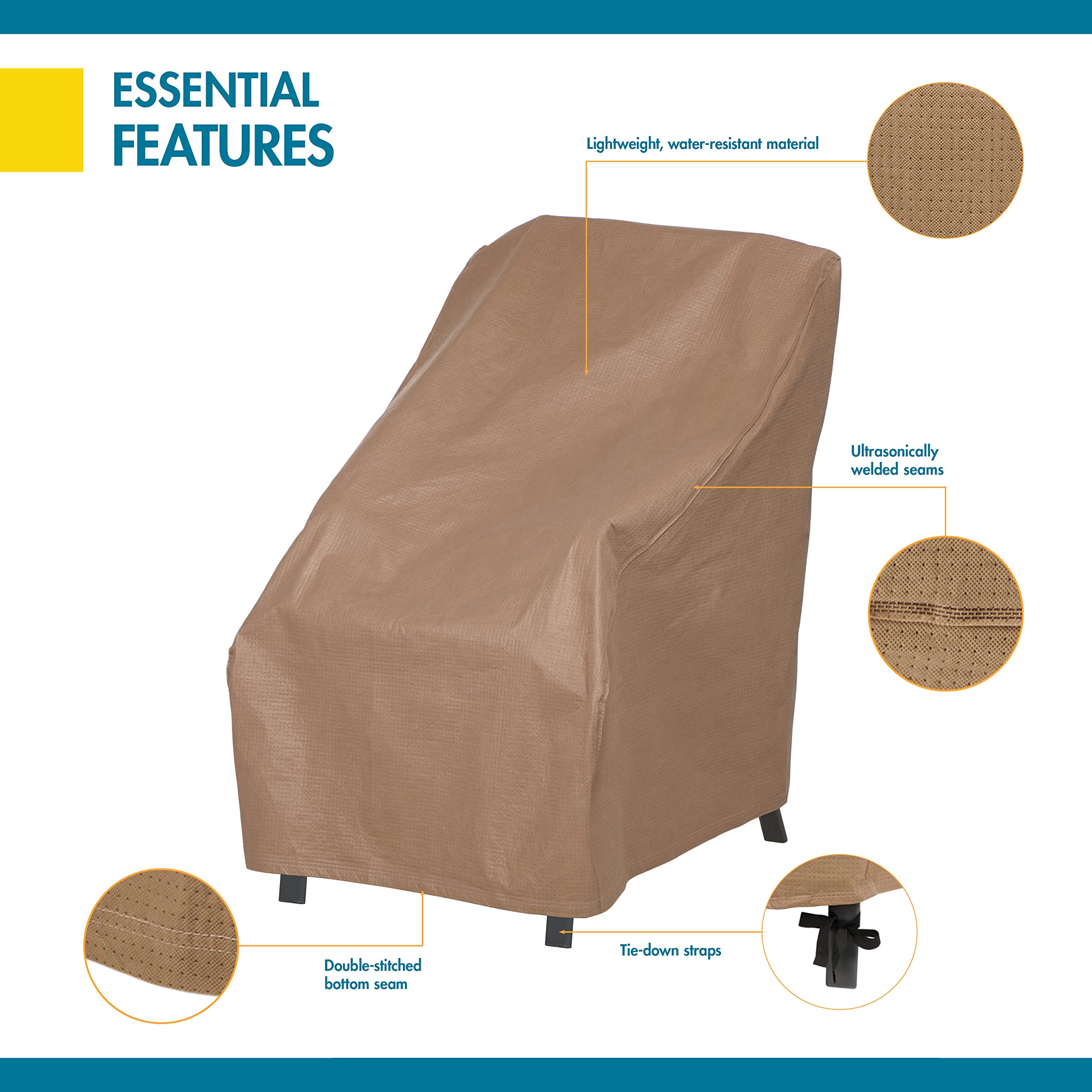 Duck Covers Essential Water-Resistant 26 Inch Patio High Back Chair Cover, stackable chair covers for outdoor furniture