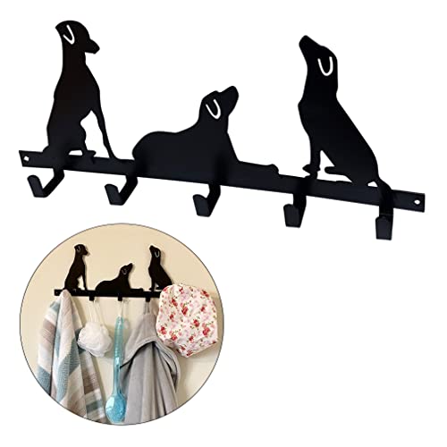 Evelots Puppy/Dog Wall Mount 5 Hook Hanger- Organizer-Hold 20 lbs-Towel/Coat/Purse/Keys/Necklace-Sturdy Iron-Rust Free Black Coating