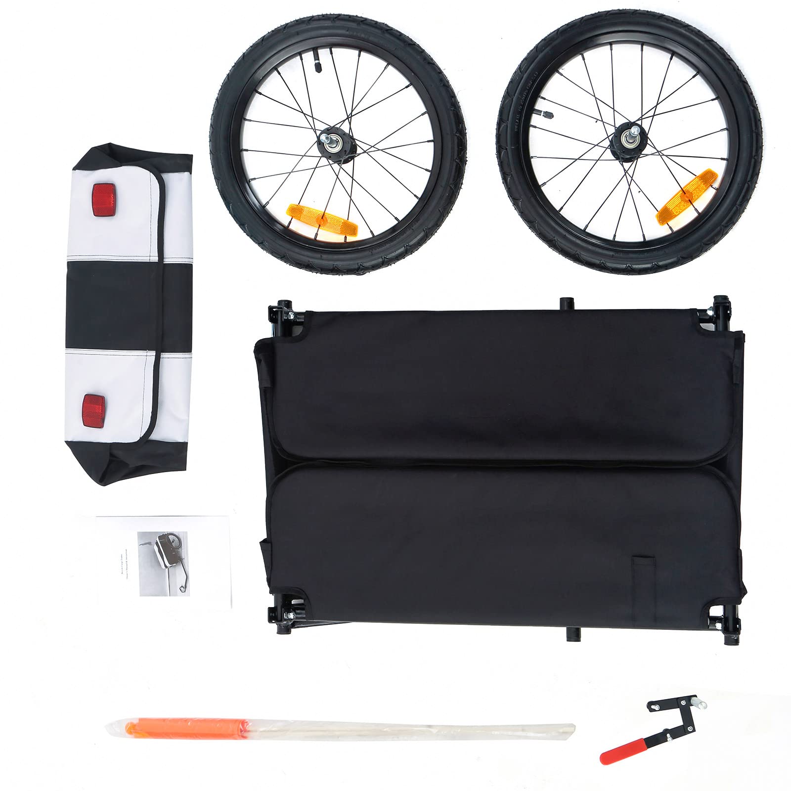 Bike Cargo Trailer, Bike Luggage Wagon Trailer with Removable Water Resistant Cover, Folding Frame Quick Release 16" Wheels