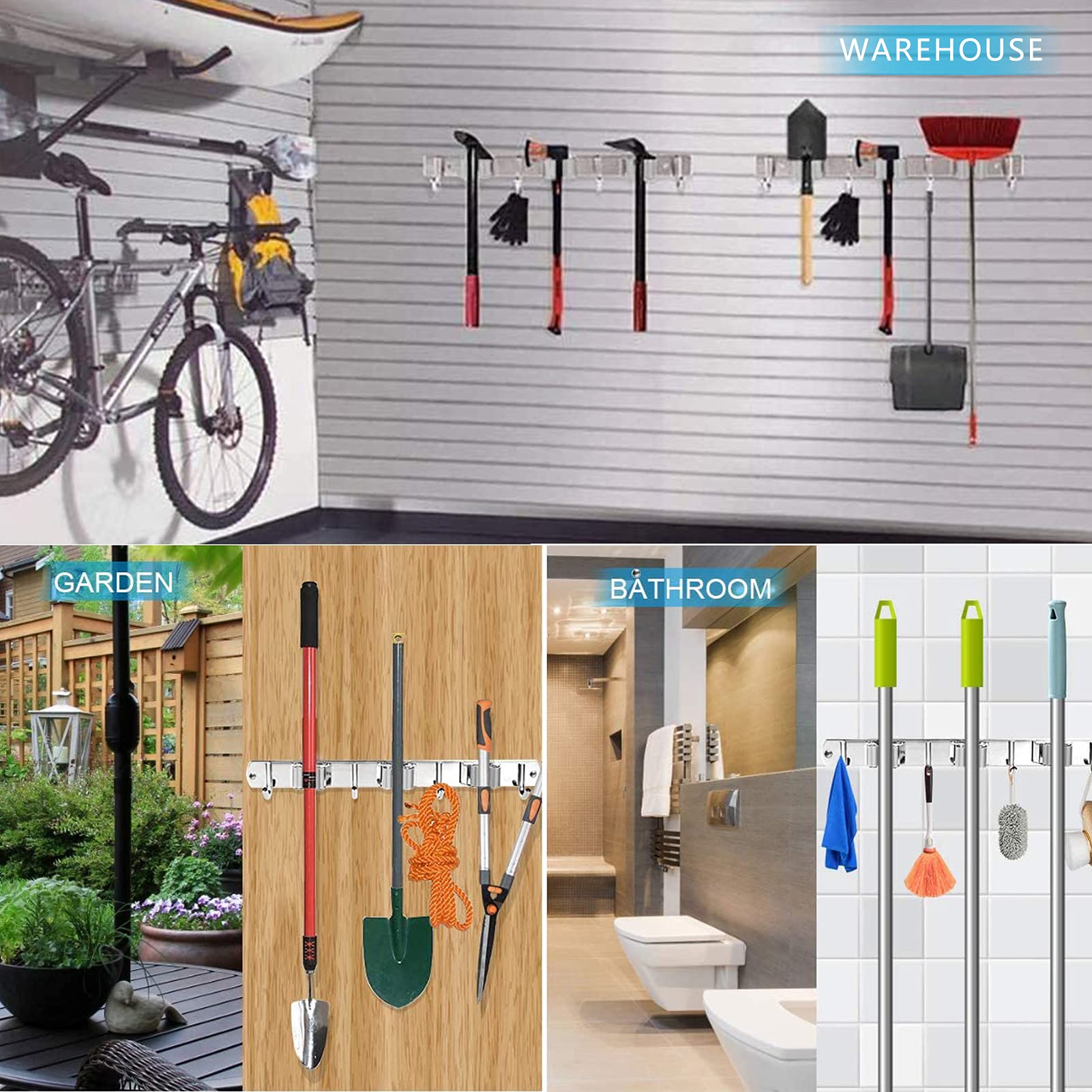 during Broom And Mount Holder Wall Mount, Metal Garage Organizer Garden Tool Organizer Hook, Garage System Organizer Storage Wall Rack Kitchen Tool Organizer