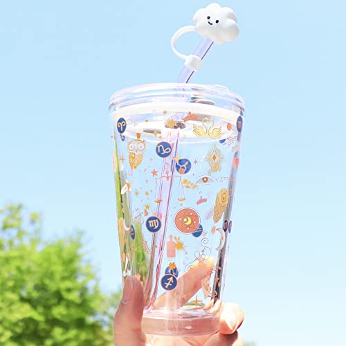 Cloud Straw Tips Covers, Food Grade Reusable Silicone Straw Tip,cute Straw Covers Plugs,Soft Straws Plugs for 6-8 mm,Anti-dust (White 4pcs)