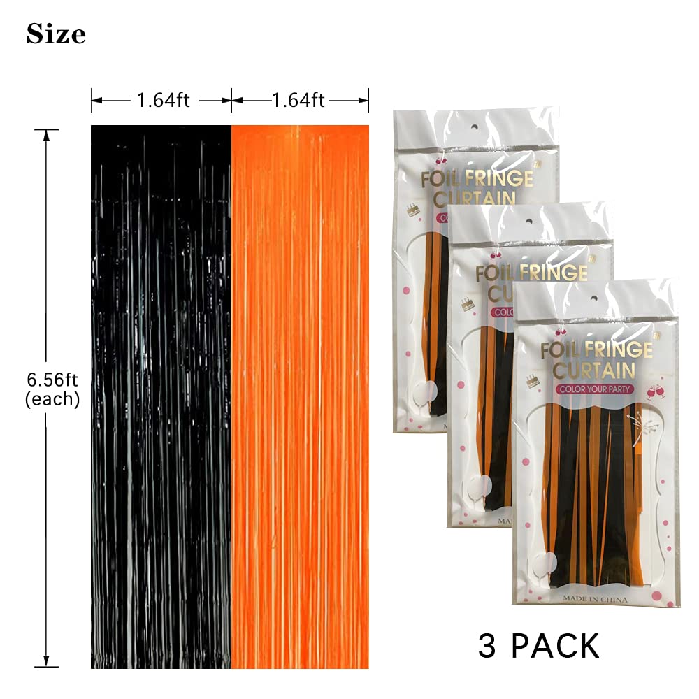 Halloween Party Decorations Black and Orange Backdrop Tinsel Photo Booth for Halloween Birthday Graduation Decorations