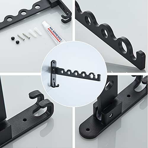 Gnimauhz Small Wall Clothes Rail, Aluminium Foldable Drying Rack Hook 90° Rotation Coat Hanger for Laundry Bathroom Balcony (1ps Black Fixed Seat)