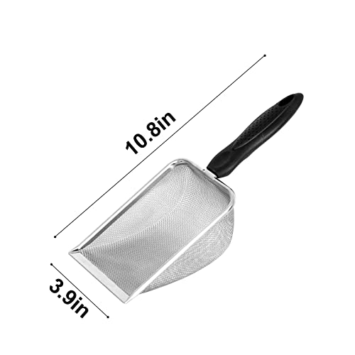 Petpetzone 2PCS Reptile Sand Sifter Stainless Steel Terrarium Substrate Cleaner for Bearded Dragon Tank Accessories Scoopers