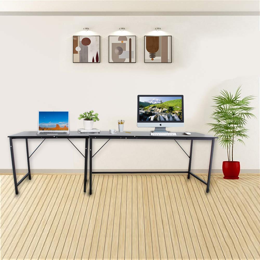 Bizzoelife L Shaped Large Corner Desk, 94.5" Large 2 Person Reversible Corner Table, Adjustable Long Desk or Two Gaming Computer Desks, Student Tables Writing Workstation for Home Office PC, Black