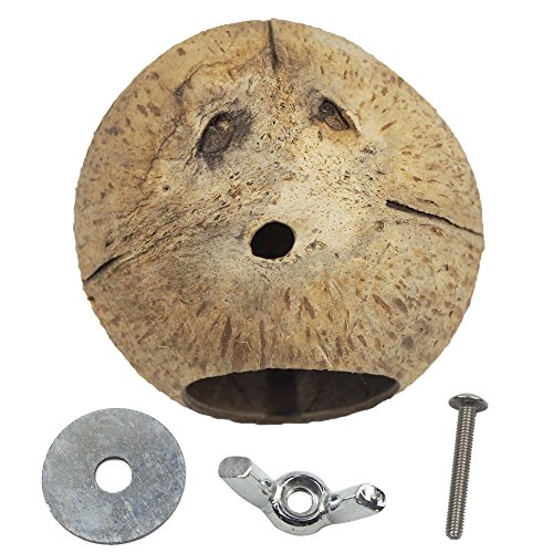 OMEM Bird Coconut House,Hamster House,Coconut Shells can Fixed in Bamboo, Birdcages, Hamster Cages (L)