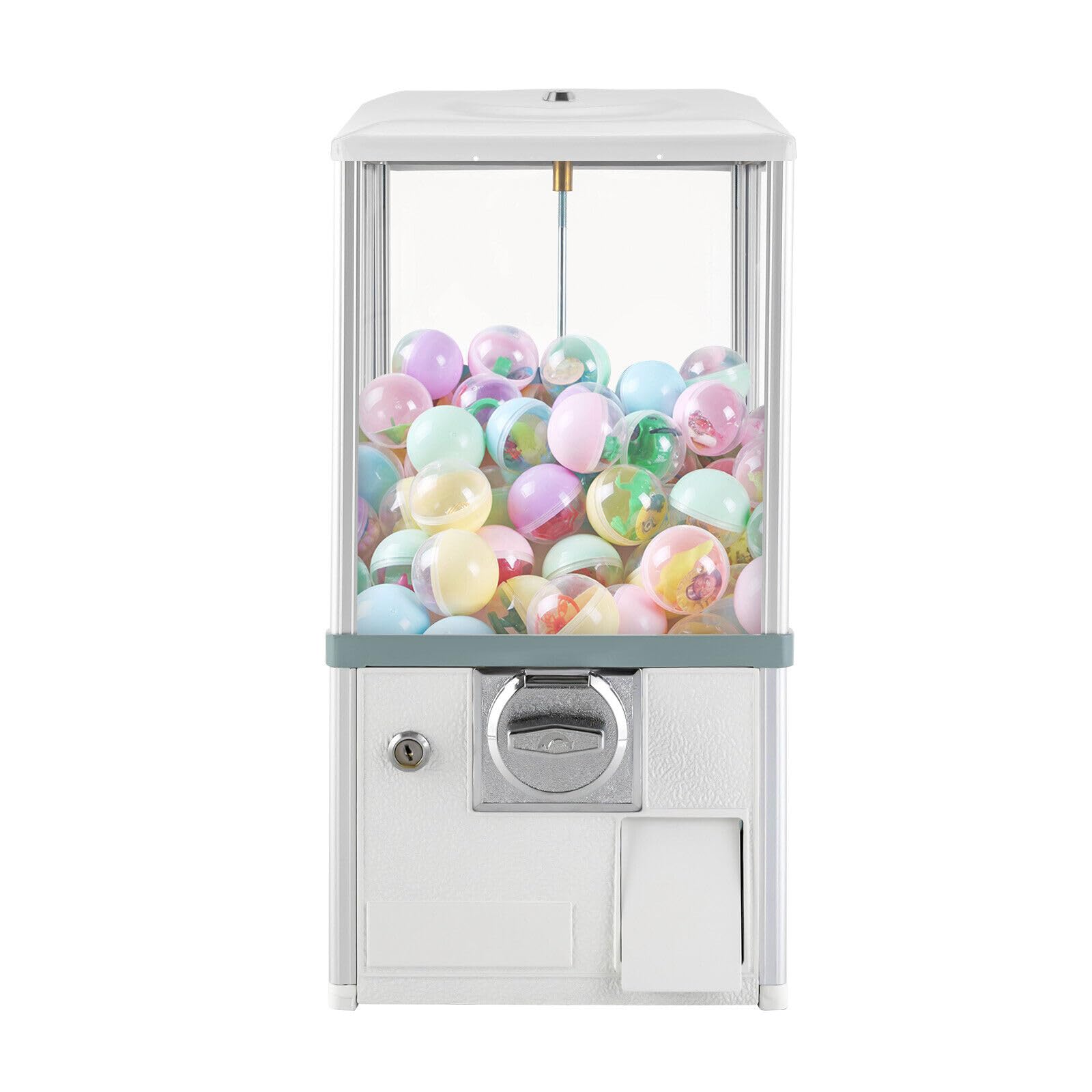 BJTDLLX Vending Machine, Candy Vending Machine Prize Machine Gumball Vending Device Big Capsule for 1.1"-2.1" Gadgets, Commercial Vending Machine for Selling Small Capsule Toys, Candy - White