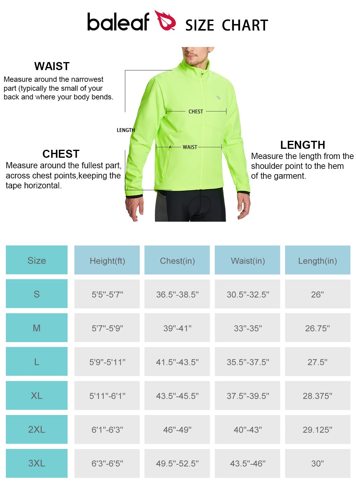 BALEAF Men's Winter Jacket Water Resistant Windproof Softshell Warm Pockets Cycling Running Cold Weather Gear Green XL