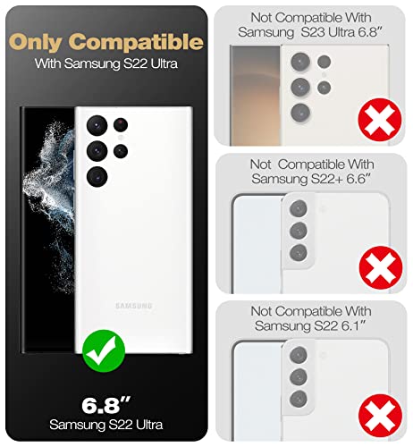 Dexnor for Samsung Galaxy S22 Ultra Case/6.8 inches, [Built in Screen Protector and Kickstand] Heavy Duty Military Grade Protection Shockproof Protective Cover for Samsung Galaxy S22 Ultra 5G,Black
