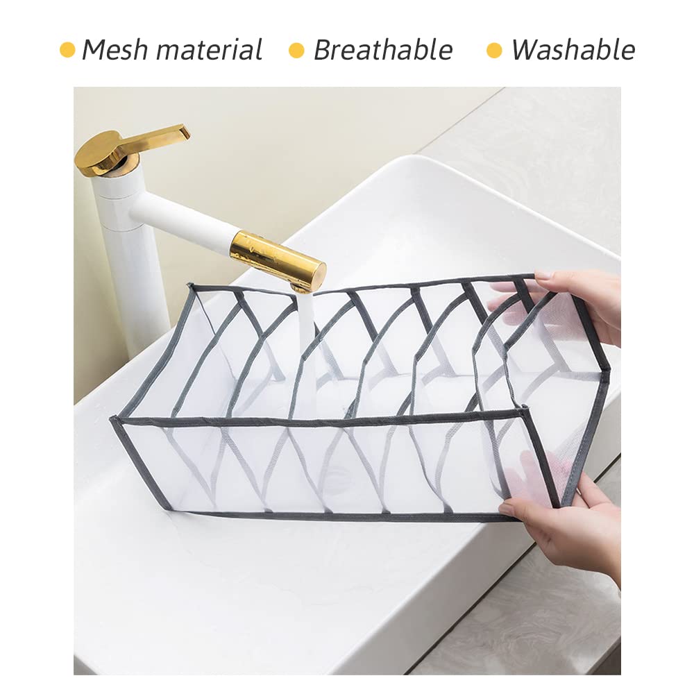 UDYR Wardrobe Clothes Organizer for Folded Clothes Jeans Underwears Socks Drawer Storage Organizer Box, 6Pcs Foldable Visible Washable Closet Storage Organizer (Grey)