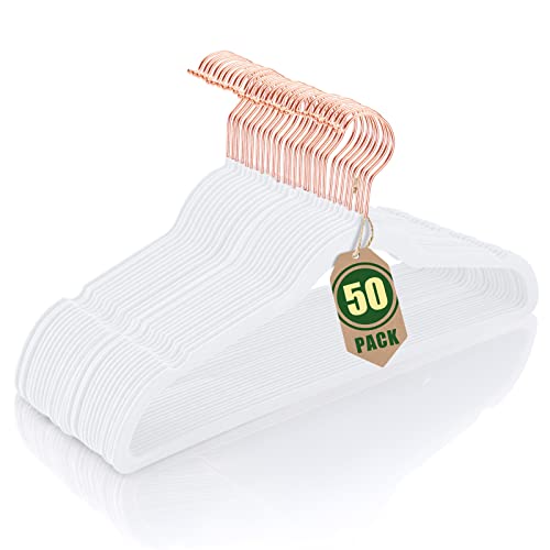 HOUSE DAY Clear Skirt Hangers 12 Pack and White Velvet Hangers 50 Pack, Closet Hangers Set, College Dorm Room Essentials