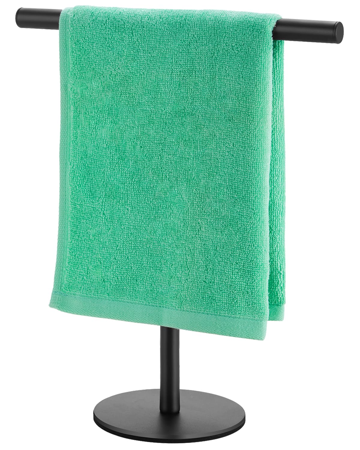 Hand Towel Holder for Bathroom, T-Shape Free Standing Towel Bar Rack Stand, Matte Black Hand Towel Rack for Bathroom Kitchen Vanity Countertop