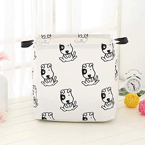 BESIYIN 13" Square Canvas Toy Storage Bins Basket with Handle Collapsible Toy Organizer for Nursery Storage, Kid's Toy & Laundry, Gift Baskets,Pack of 2 (Puppy)