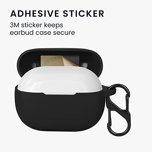 kwmobile Silicone Cover Compatible with Xiaomi Redmi Buds 4 Pro - Case Cover Stick-On Skin with Clip - Black