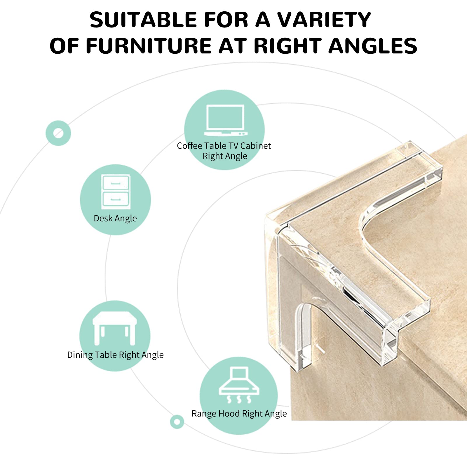 Corner Protector, 8 pc Clear Corner Guards, Safety Silicone Corner Protectors, Safety Bumpers to Cover Sharp Furniture & Table Edges, Transparent, Invisible