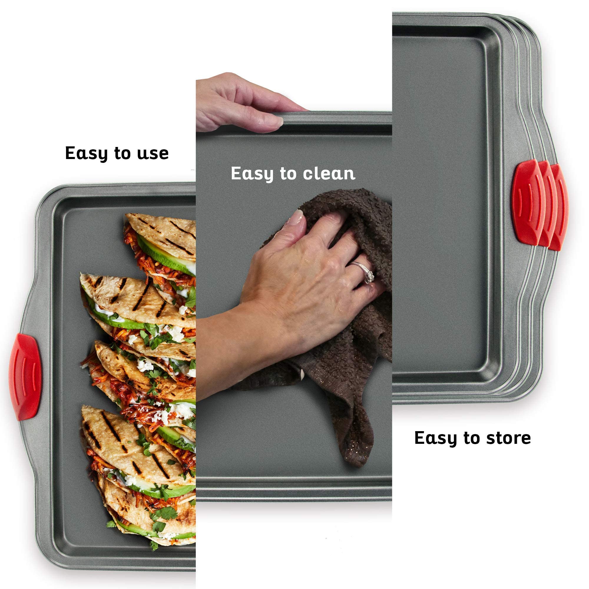 Boxiki Kitchen Non-Stick Baking & Cookie Sheet Pan Non-Toxic 11x14 Inch Rimmed Carbon Steel Baking Sheet. Dent, Warp and Rust Resistant. Heavy Gauge Steel Oven Baking Sheet. 1 Tray.