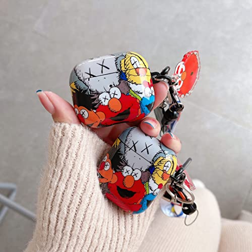 Fancy Funny Personalised and Unique IMD Process TPU Soft Airpods 3rd Generation Case,with Sesame Family Lanyard Keychain Airpods 3rd Generation Case Cover(2021 Release)