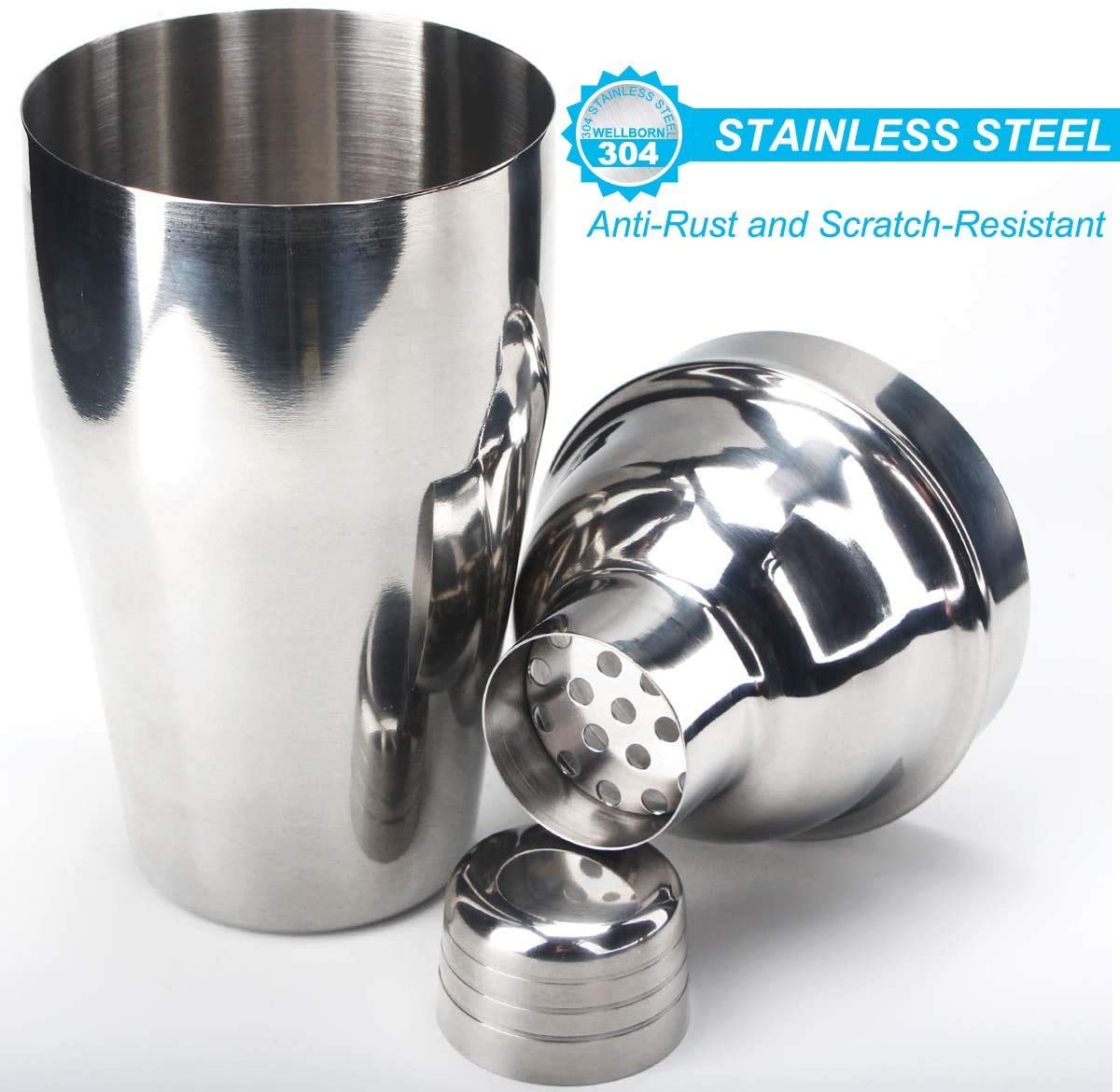 Cocktail Shaker Set with Stand, 15 Piece Bartender Kit Home Bar Accessories - Martini Shaker with Built-in Strainer, Muddler, Jigger, Drink Shaker 304 Stainless Steel, House Warming Gitfs New Home