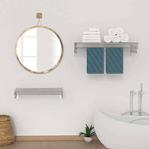 GUEVARA Wall Mounted Clothes Drying Rack,Stainless Steel Accordion Retractable Drying Rack for Laundry Room/Bathroom Tower,Easy to Install 31-inch Rod, 120 lbs Large Capacity- Indoor and Outdoor Use