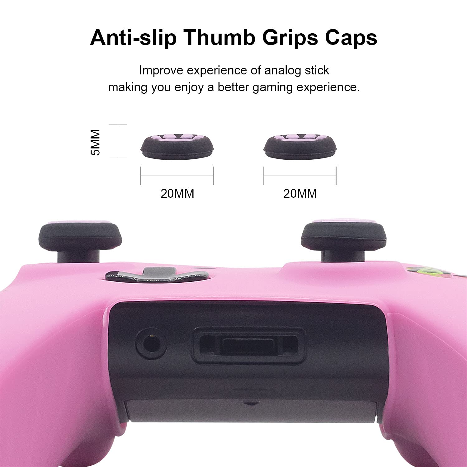 BRHE Cute Skin Cover for Xbox-One/Series X/S Controller Anti-Slip Silicone Grip Protective Case Accessories Set Wireless/Wired Gamepad Joystick with 2 Cat Paw Thumb Grips Caps (Deep Pink)