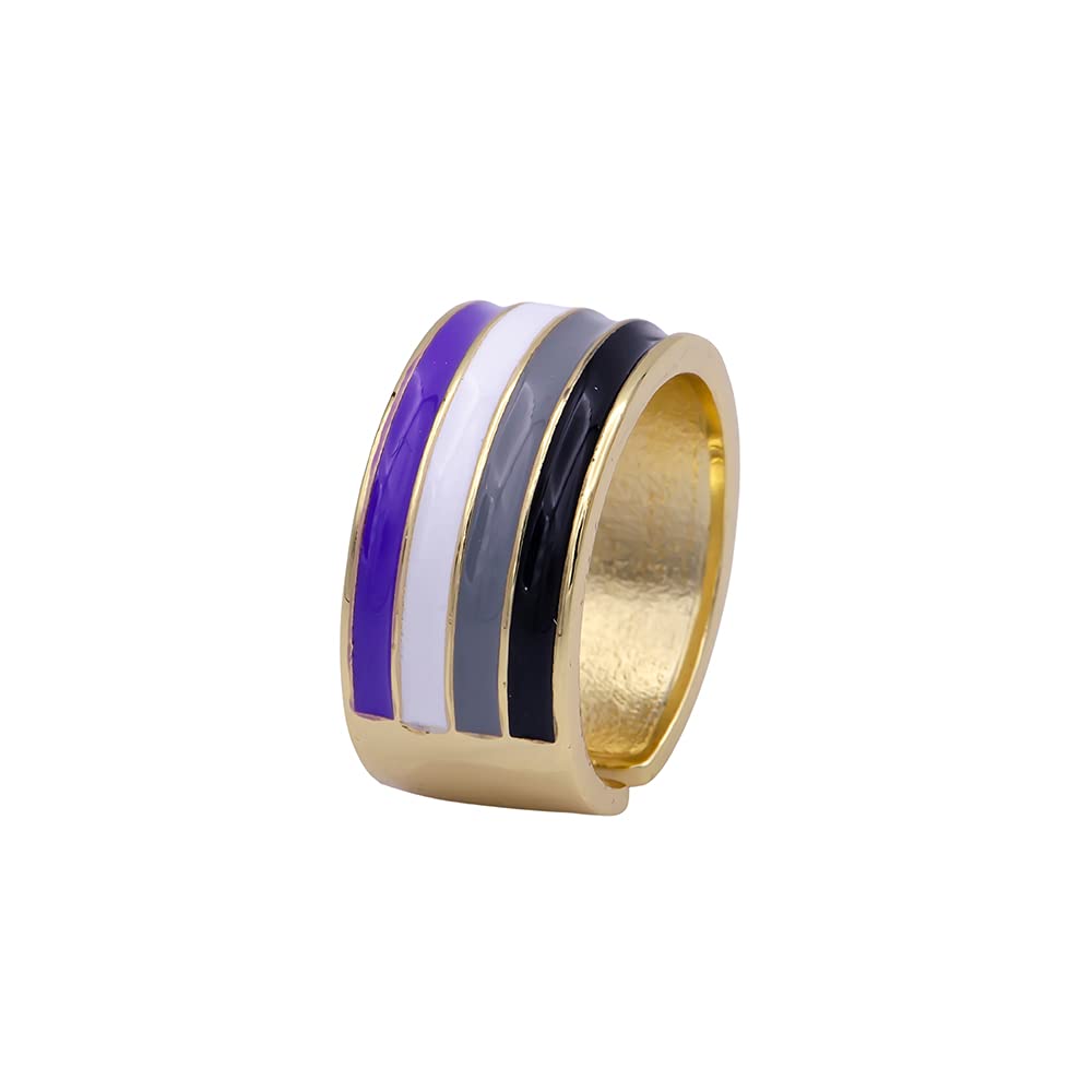 Chunky Gold Pride Ring LGBTQ Rainbow Band Statement Jewelry LGBT Open Ring (Asexual)