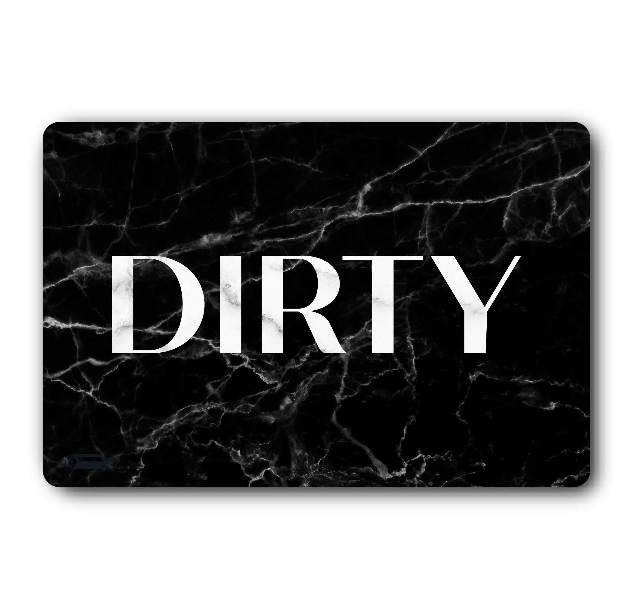 Dirty Clean Dishwasher Magnet, Strong Clean Dirty Magnet for Dishwasher, Reversible Dishwasher Clean Dirty Magnet Sign, Bonus Magnetic Plate, Kitchen Flip Indicator (Black and White Granite)