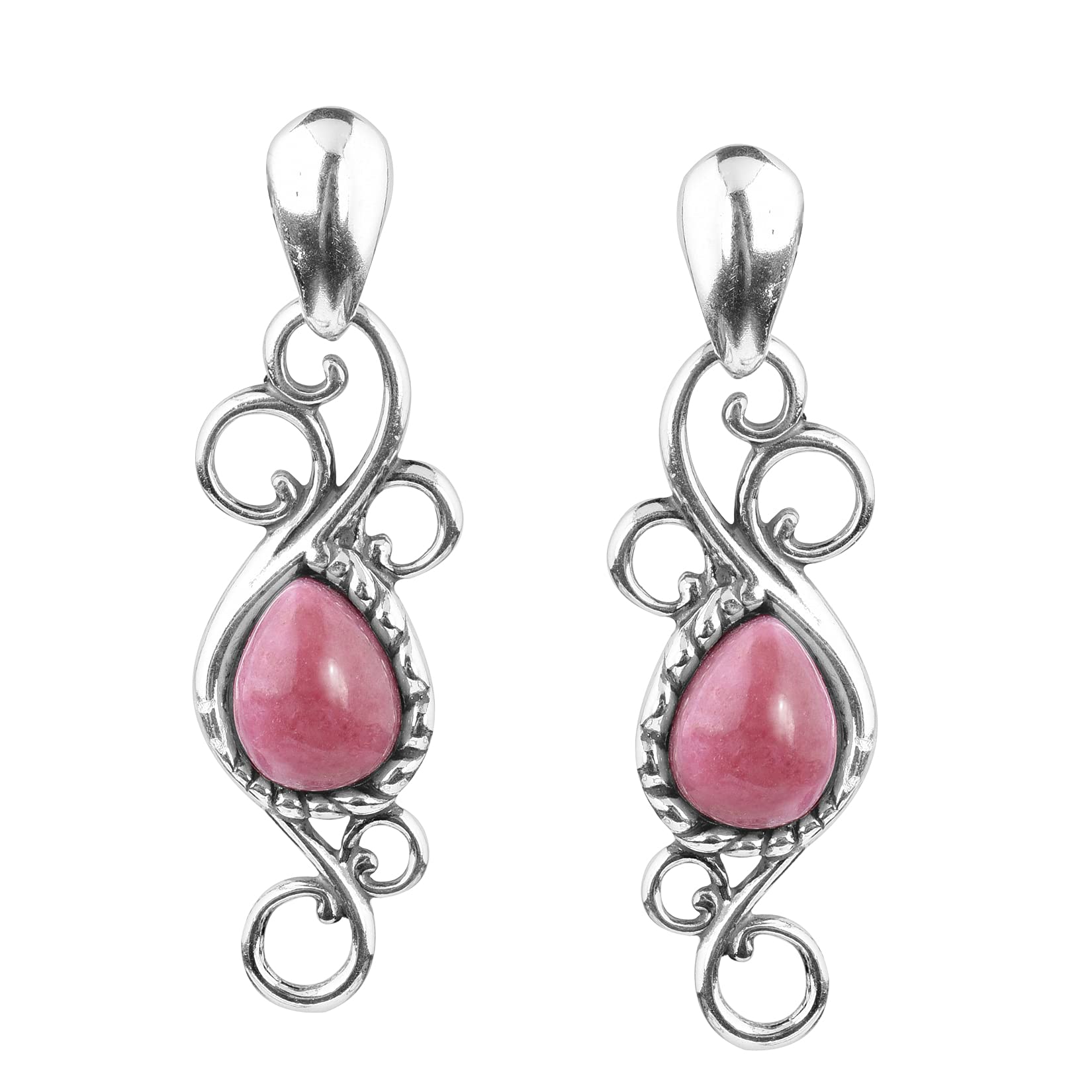 Carolyn Pollack Sterling Rhodonite Gemstone Dangle Earrings