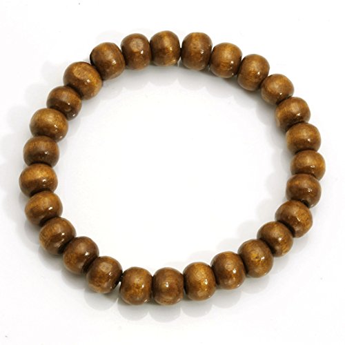 MILAKOO 5 Pcs Wooden Beaded Bracelet Bangle for Men and Women Elastic 8MM Beads