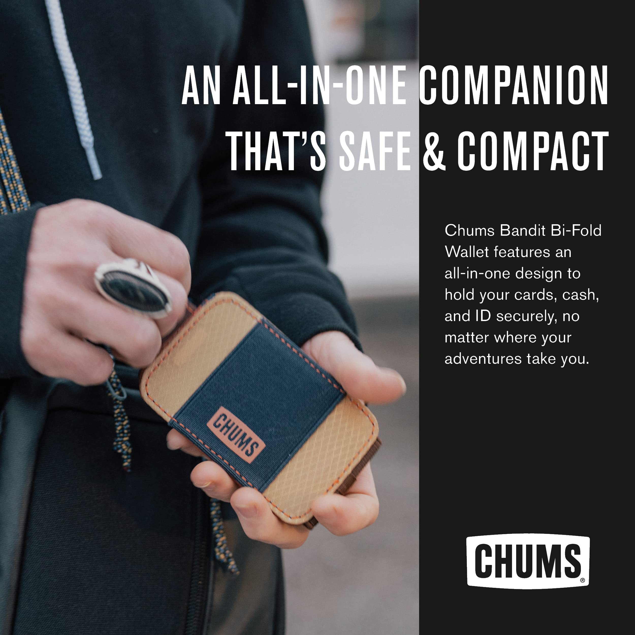 Chums Bandit unisex-adult Bi-Fold Polyester Wallet β Slim Reversible Card, ID and Money Holder (Orange/Tan/Navy), magenetic