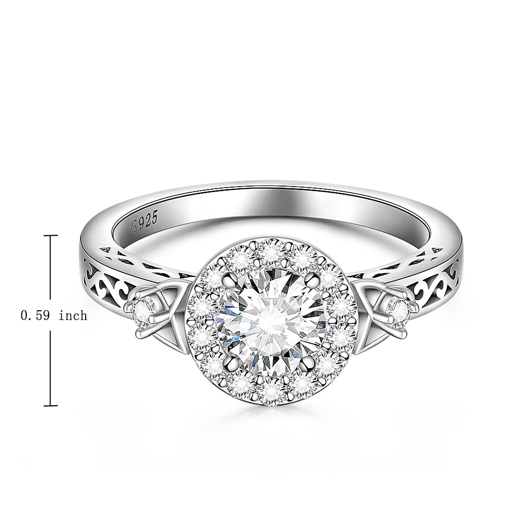 Celtic Knot ring Sterling Silver Cubic Zirconia Diamond Engagement Rings for Women Round Cut Celtic Infinity Wedding Promise Rings for Her Solitaire Anniversary Size 9