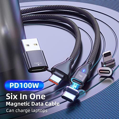 BoxWave Cable Compatible with VTech KidiBuzz G2 - MagnetoSnap PD AllCharge Cable (100W), Magnet PD 100W Charging Cable USB Type-C Micro USB for VTech KidiBuzz G2 - Jet Black