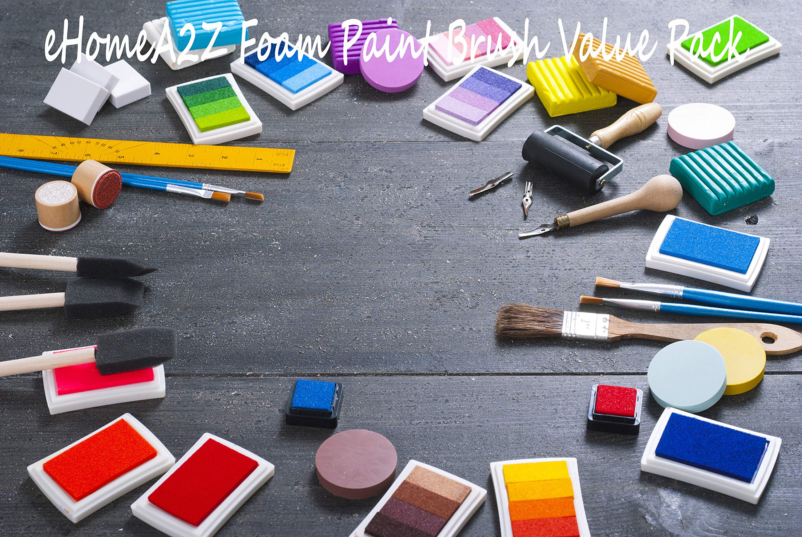 EHOMEA2Z Foam Paint Brushes Set - Versatile Sponge Paint Brush Kit with Sturdy Wooden Handles - Ideal Foam Brushes for Painting, Retouching and Crafts, Assorted Sizes - Foam Brush Collection (10)