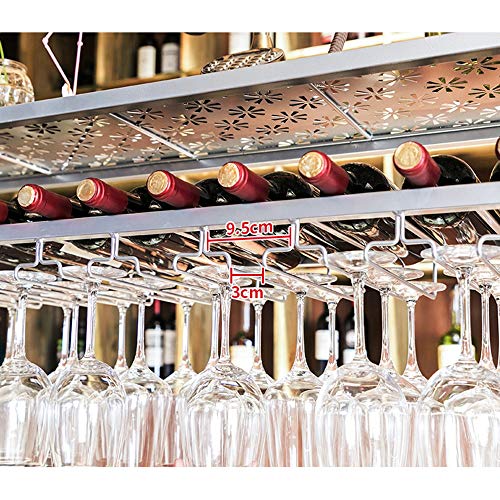 Double Layer Wine Rack Bar Wine Glass Rack Suspension Ceiling Wine Rack Restaurant Wine Bottle Rack J1019, PIBM, Gold, L60×W30cm