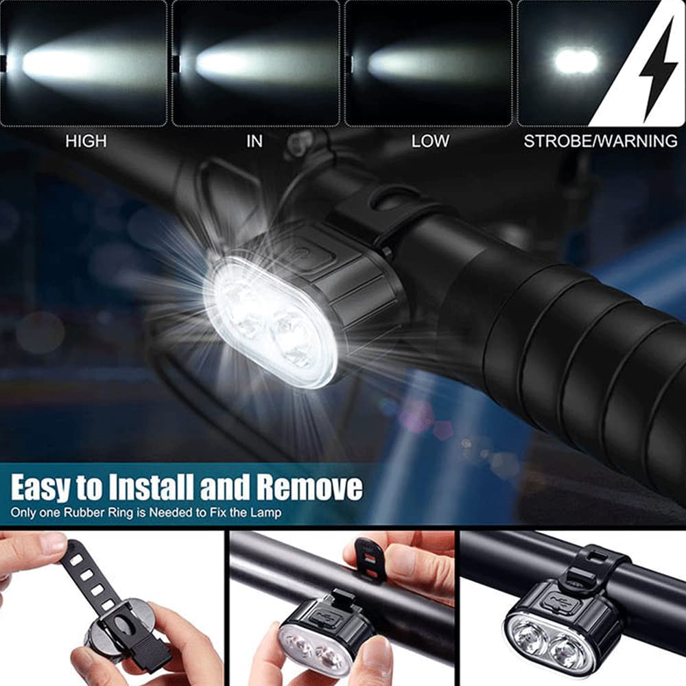 Bike Lights for Night Riding Rechargeable Set with IPX6 Waterproof,Cymtkbr Front and Back Led Bicycle Lights for Night Safety Cycling