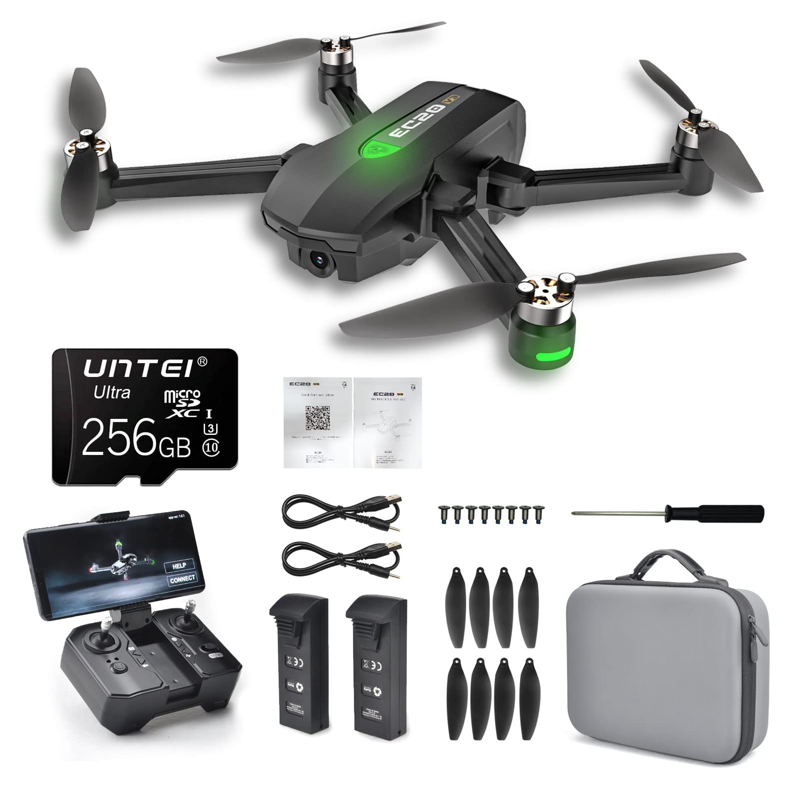UNTEI Drones with Camera for Adults 4K, GPS Auto Return Home, Optical Flow Positioning, Brushless Motor, Headless Mode, 46Mins Flight Time