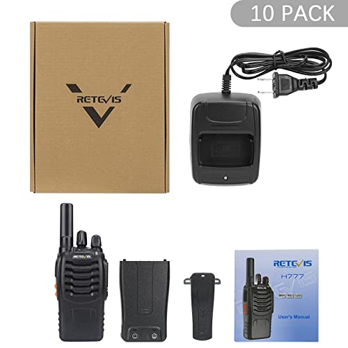 Retevis H-777 2 Way Radios, Walkie Talkies for Adults, Rechargeable Long Range Two Way Radio, Shock Resistant, Short Antenna for Business Education(10 Pack)