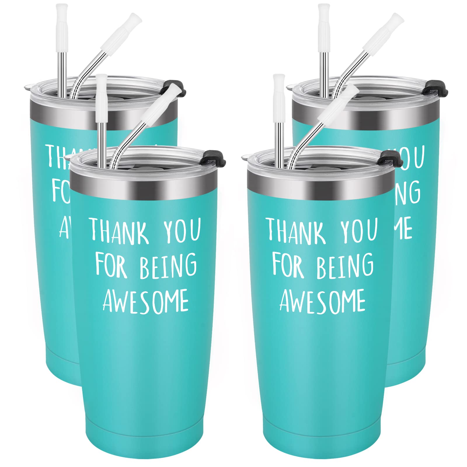 Gtmileo Thank You Gifts for Women, 2 Pack Thank You for Being Awesome Stainless Steel Insulated Travel Tumbler, Appreciation Christmas Gifts for Coworker Teacher Employee Friends(20oz, Rose Gold&Mint)