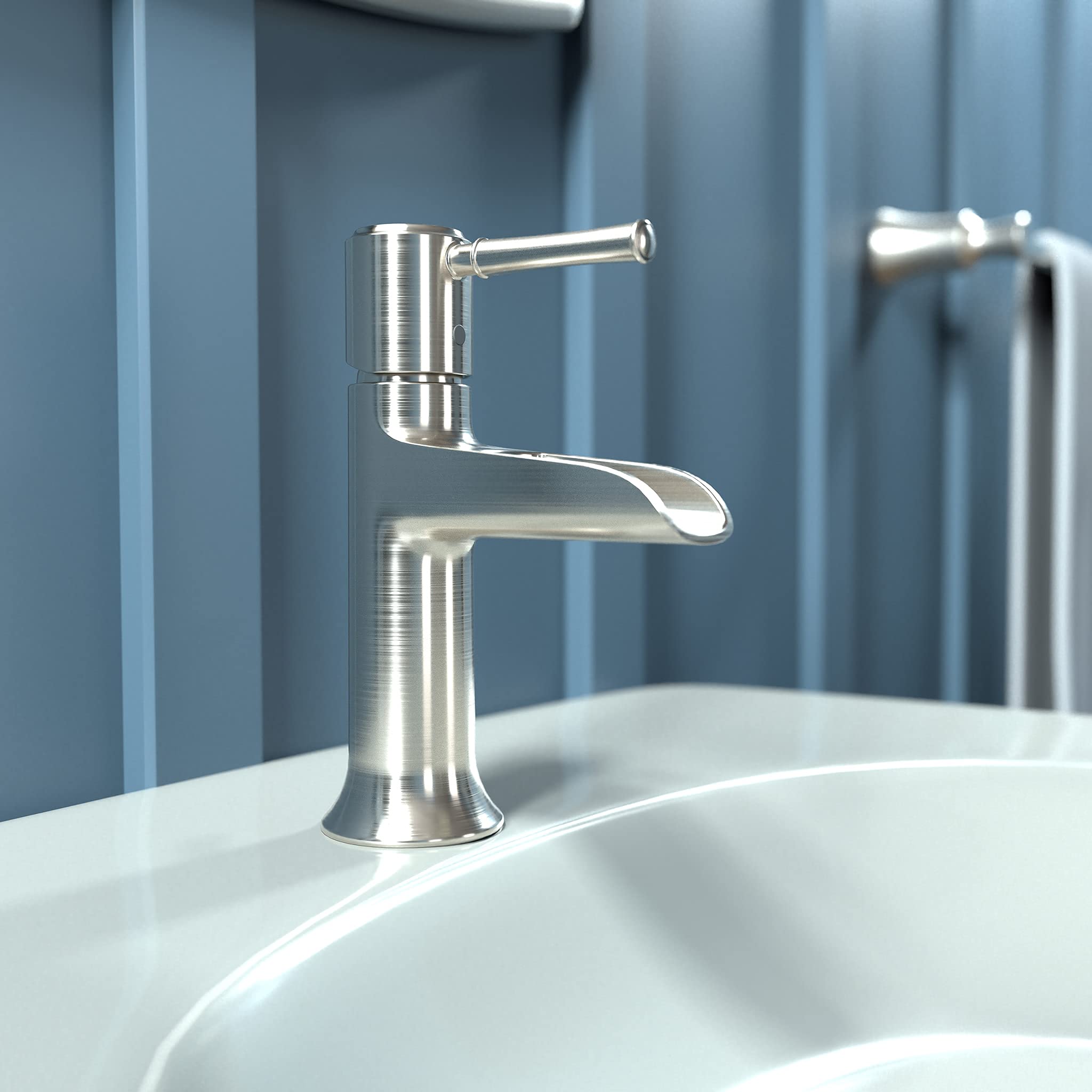 hansgrohe Talis C Classic Low Flow Water Saving 1-Handle 1 7-inch Tall Bathroom Sink Faucet in Brushed Nickel, 14127821
