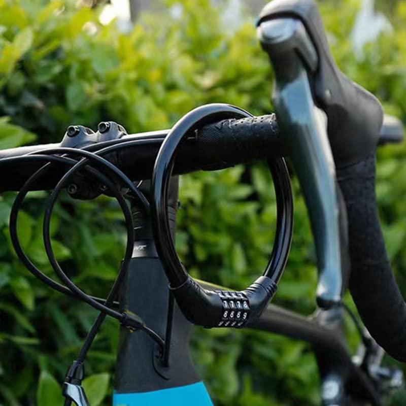 Bike Lock Cable 4 Digit Resettable Combination Cable Lock, Portable Bicycle Code Lock Small Security Bicycle Lock for Electric Scooter, Road Bike, Mountain Bike, Black, xiejinhong