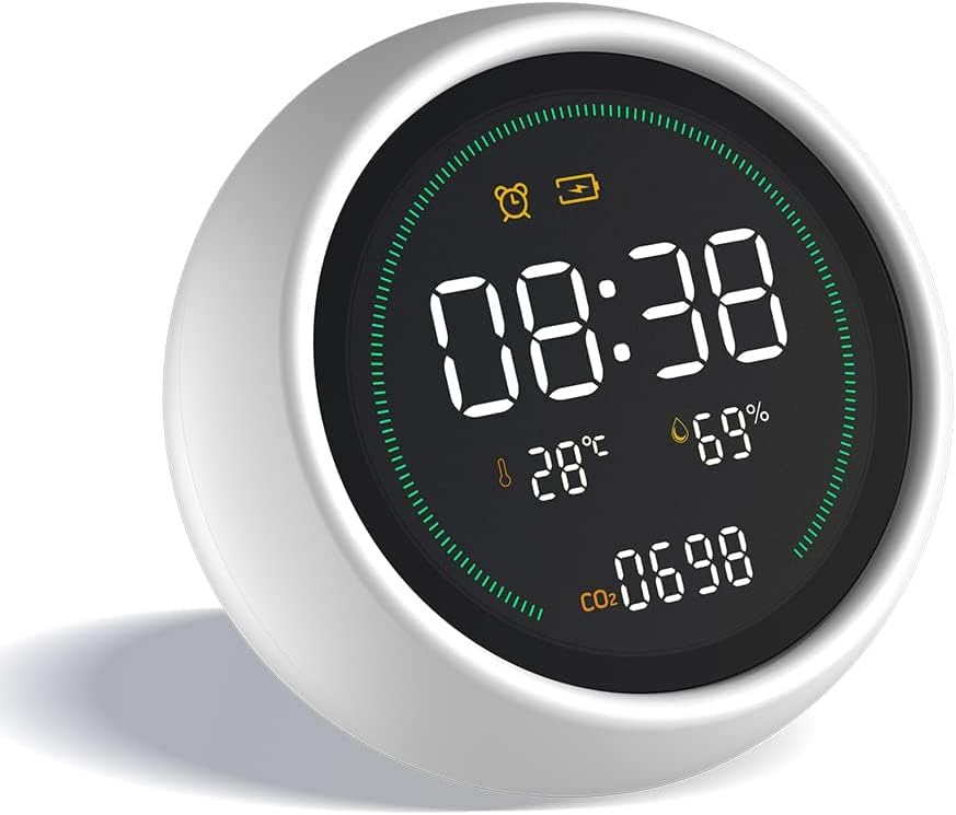 Carbon Dioxide CO2 + PM2.5 Air Quality Monitor, Pollution & Ventilation Meter – Temperature and Humidity Sensor – Measure Indoor Ventilation Levels with CO2 PPM and PM2.5 Micron Dust Levels