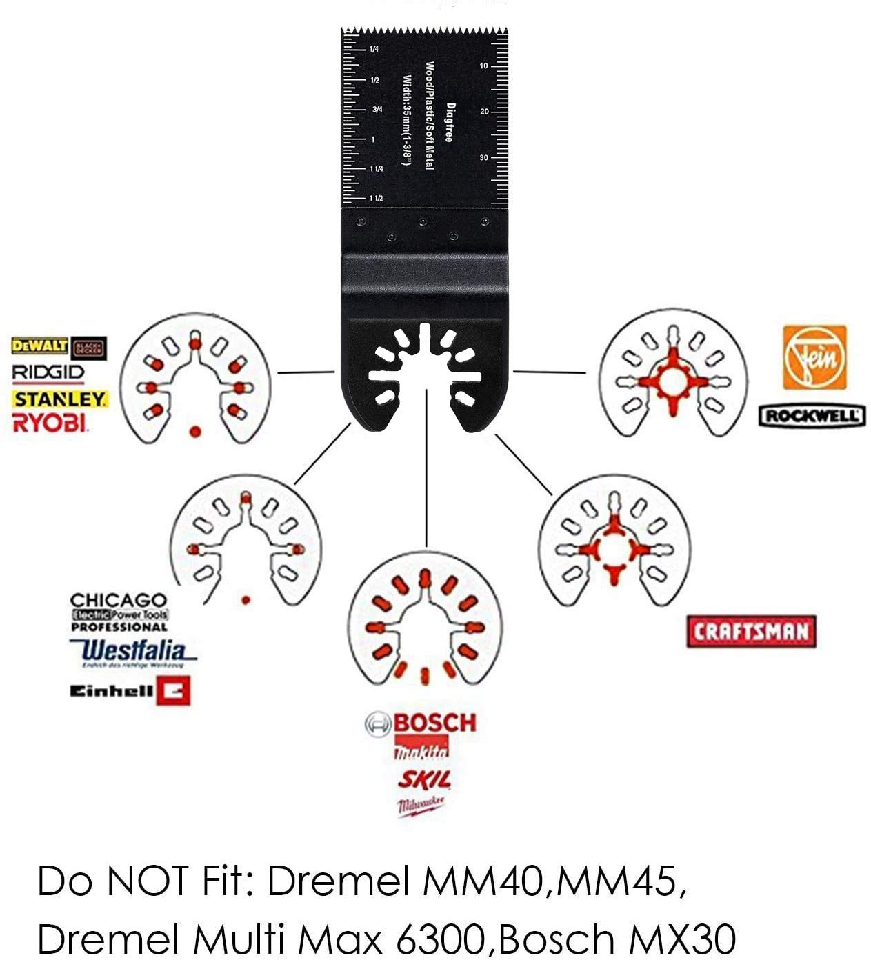 Diagtree 50 Pcs Wood Universal Quick Release Oscillating Saw Blades Compatible with Fein Multimaster Porter Cable Black & Decker Bosch Craftsman Ridgid Ryobi Makita Milwaukee Rockwell