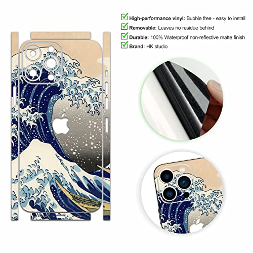 HK Studio Great Wave Skin Decal (Not Case) for iPhone 13 Pro Max - No Bubble, Slim, Waterproof - Protecting & Personalizing iPhone's Back, Camera, Frame