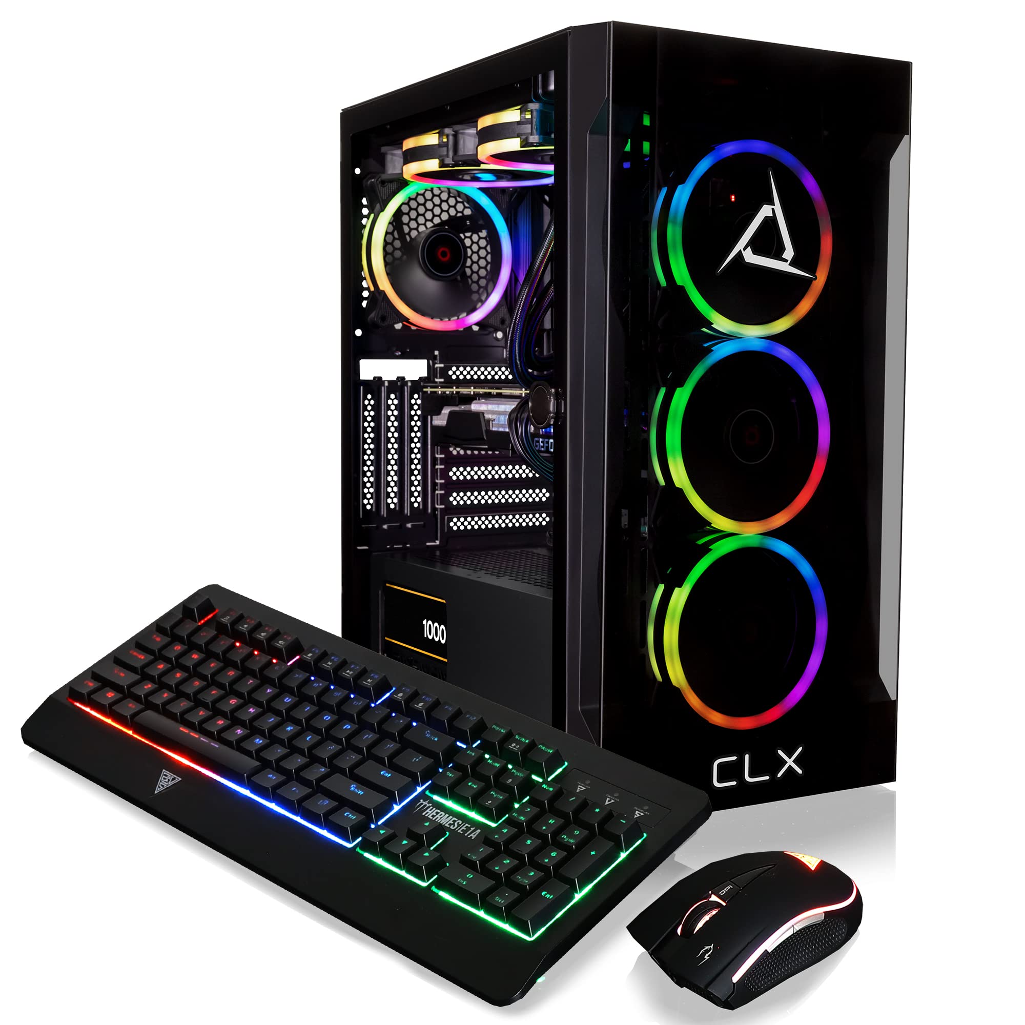 CLX Set VR-Ready Gaming Desktop - Liquid Cooled AMD Ryzen 9 7900X 4.7GHz 12-Core Processor,32GB DDR5 Memory,GeForce RTX 4090 24GB GDDR6X Graphics,1TB SSD,4TB HDD,WiFi,Windows 11 Home 64-bit,black