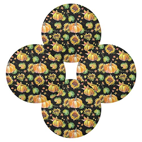 Placemats for Dining Table Mats - Autumn Pumpkins Sunflowers Leaves Branches Place Mat Holiday Place Mats Home Decoration 15.4 inch