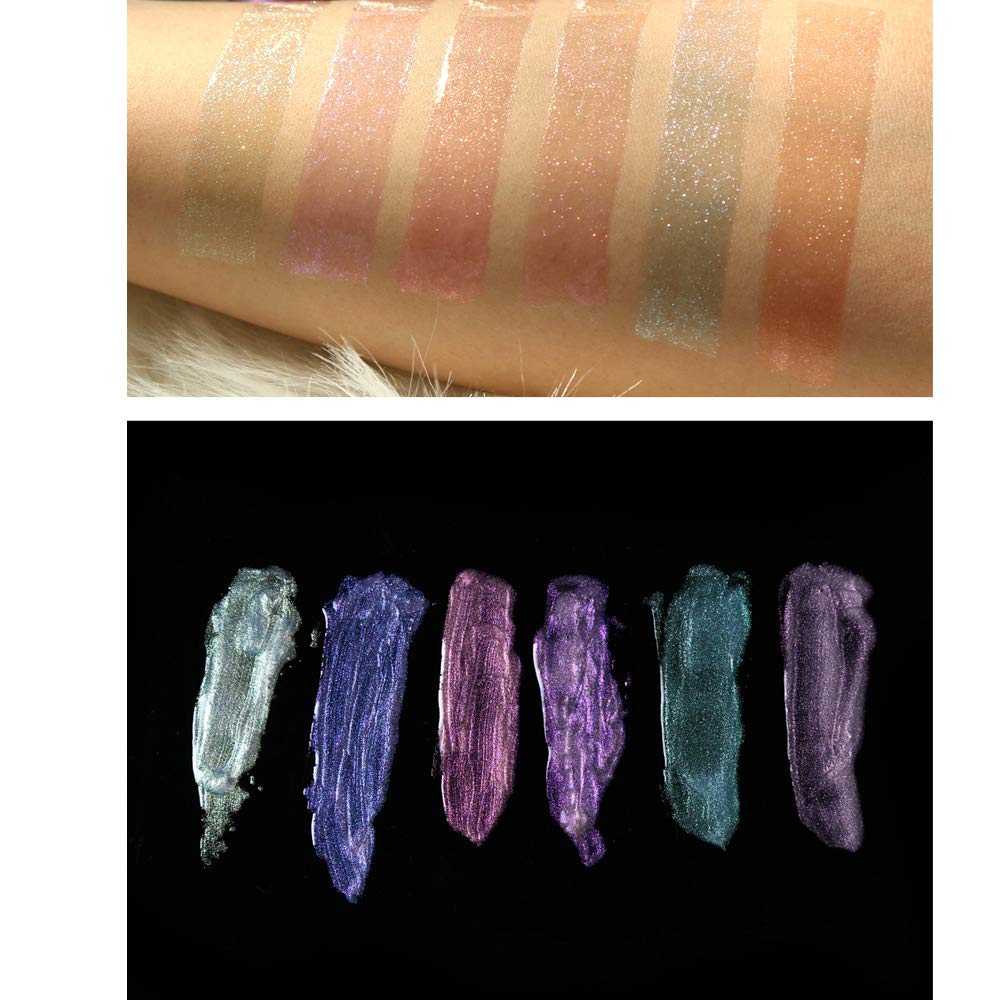 COOSA Glitter Liquid Lipsticks Set 6 color Diamond Shimmer Metallic Lipstick Waterproof Long Lasting Makeup Kit Face Eye Glow Shimmer Shinning Lip Gloss Set
